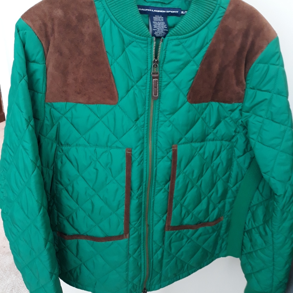 Green Quilted Jacket With Suede Trim - Gem